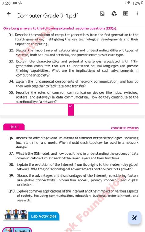 726 Of Uparrow 12 Computer Grade 9 1pdf Give Long Answers To The F