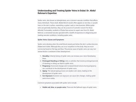 Ppt Understanding And Treating Spider Veins In Dubai Dr Abdul Rahman