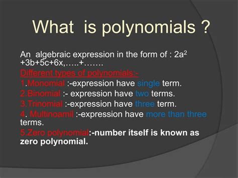 Class 9th Chapter 2 Maths Polynomials Ppt