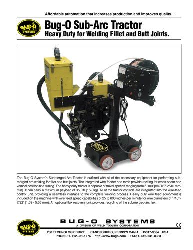 K BUG 2000 Dual Torch Fillet Welder BUG O SYSTEMS PDF Catalogs