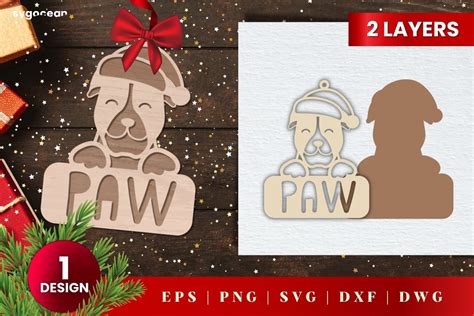 Laser Cut Dog Christmas Ornament Svg 3d Layered Glowforge By