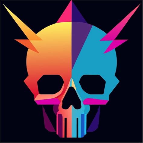Premium Vector Skull And Spectrum Abstract Color Burst Tattoo Fusion