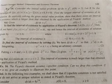 Solved 1 23 Picard S Iterative Method Uniqueness And Chegg Com