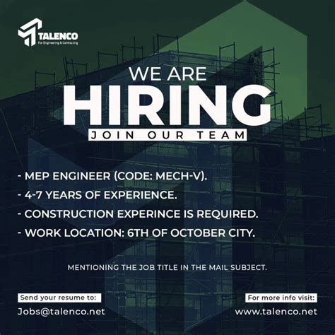 Talenco For Engineering And Contracting On Linkedin Hiring Vacancy