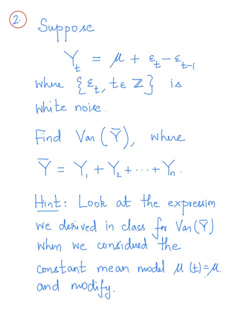 Solved 2 Suppose Yt μ εtεt1 where εt tZ is white Chegg com