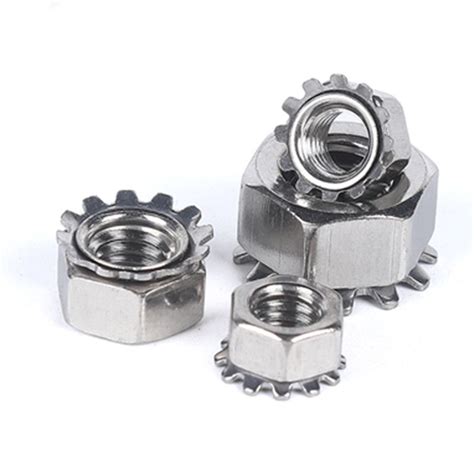 Customized Stainless Steel 304 Hex Hexagon K Nut With Kep Teeth Washer 6 8 K Lock Nut M3 M4 M5