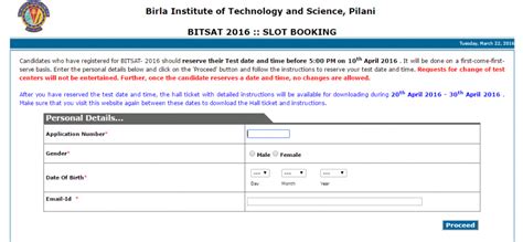 Bitsat Slot Booking 2016 Bits Pilani Engineers Corner