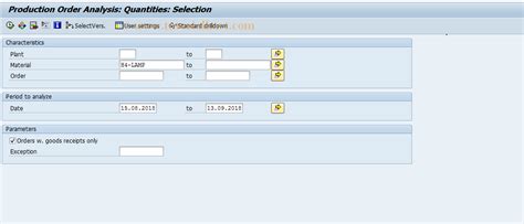 MCPM SAP Tcode Production Order Anal Quantities