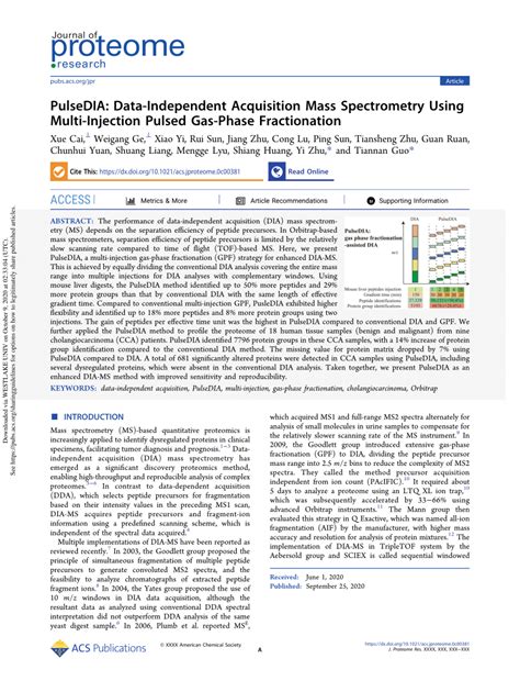 Pdf Pulsedia Data Independent Acquisition Mass Spectrometry Using