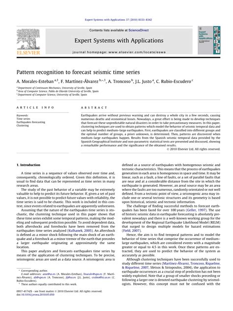 pdf pattern recognition to forecast seismic time series