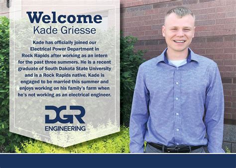 Electrical Power Department Welcomes Kade Griesse Dgr Engineering