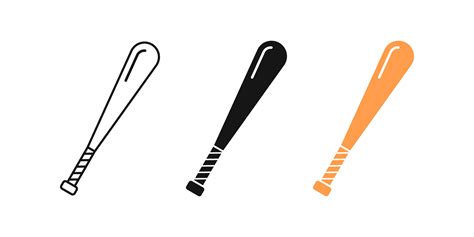 Baseball Bat Icon Softball Equipment Symbol Wood Signs Club Bat