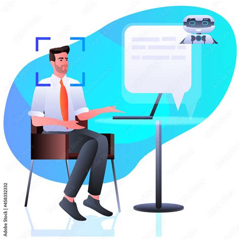 Man Discussing With Chatbot Assistant Detection And Identification Facial Recognition System