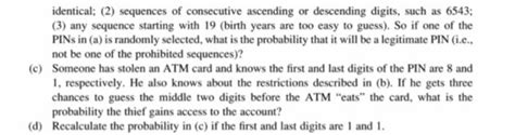 solved 31 an atm personal identification number pin