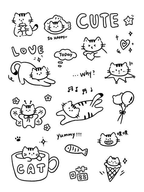 小猫第二弹猫咪简笔画手帐贴纸素材自取 小红书 花瓣网