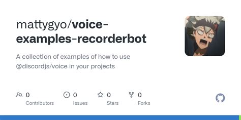 github mattygyo voice examples recorderbot a collection of examples