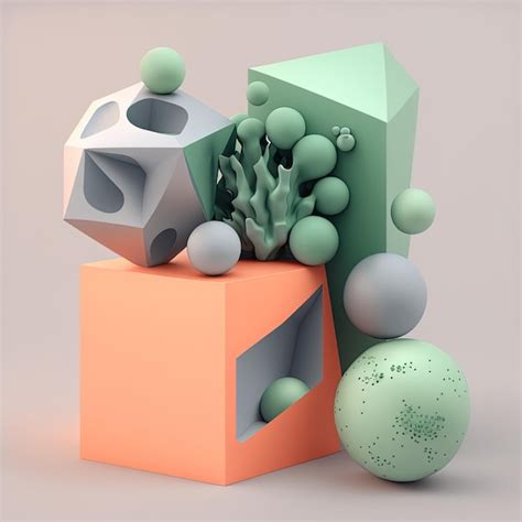 Premium Photo Abstract Composition Simple Geometric Shapes Dark Colored Illustration Floral