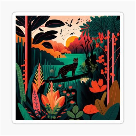 Jungle Print With Jaguar Sticker For Sale By Christolamber Redbubble
