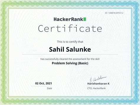 Sahil Salunke On Linkedin Hackerrank Certificateofcompletion