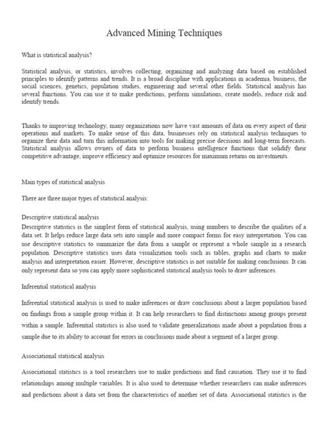 Advanced Mining Techniques Pdf Cluster Analysis Statistics