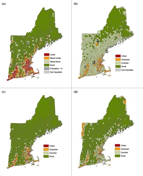 Distribution Of Town Types Across New England Usa Illustrating Four