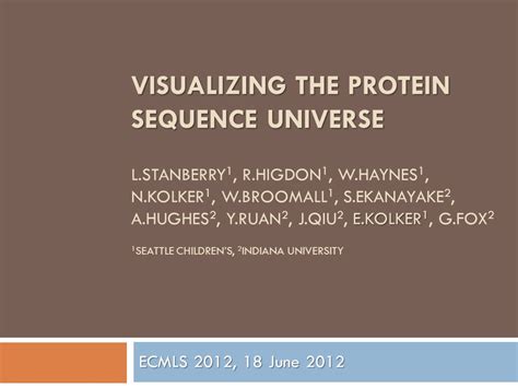 PPT VISUALIZING THE PROTEIN SEQUENCE UNIVERSE E KOLKER 1 VISUALIZING THE PROTEIN SEQUENCE