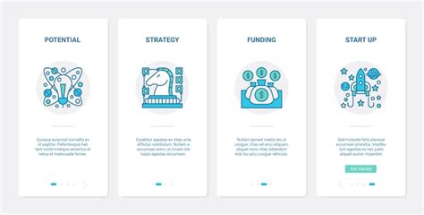 Premium Vector Business Startup Success Line Strategy Ux Ui Onboarding Mobile App Page Screen Set