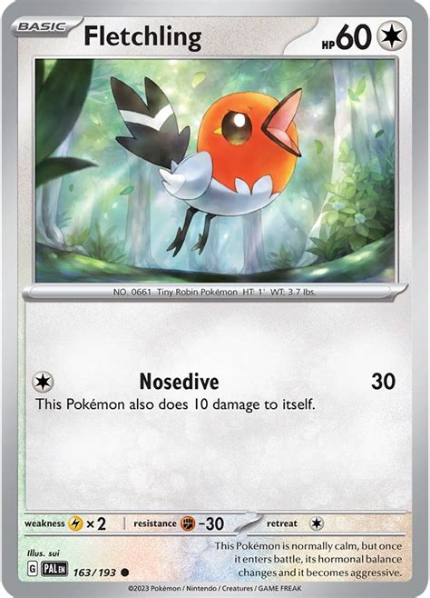 Serebii net Pokémon Card Database Paldea Evolved 163 Fletchling