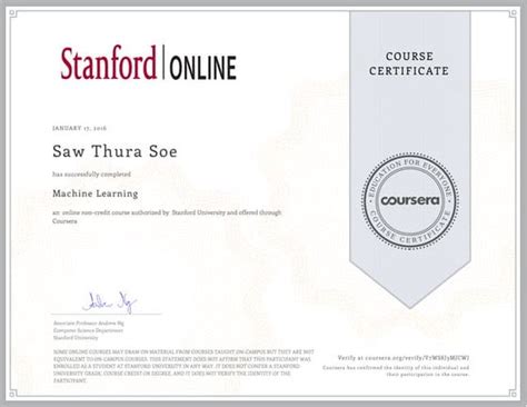 Course Record Of Machine Learning From Stanford University Coursera Ppt