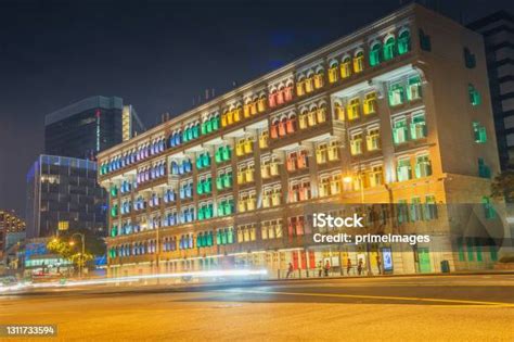 싱가포르 올드 힐 스트리트 경찰서의 여러 가지 색상의 외관 건물 외관 싱가포르에 대한 스톡 사진 및 기타 이미지 싱가포르