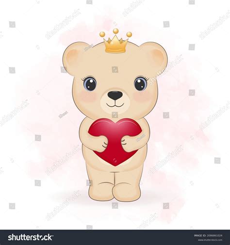 Cute Teddy Bear Heart Valentines Day Stock Vector Royalty Free