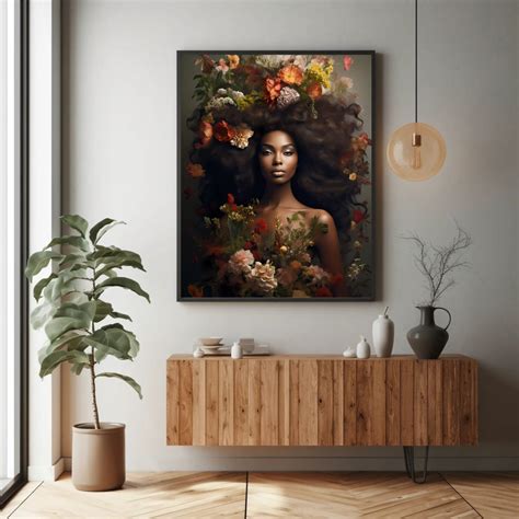 Woman Wall Art African American Art Black Woman Art Black Canvas Wall