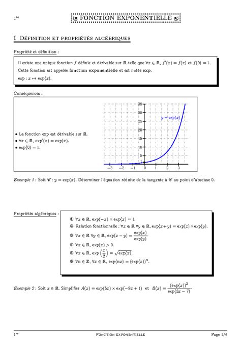 1cours Fct Exp 24 Cours Sur Les Fonctions Exponentielles 1 Re
