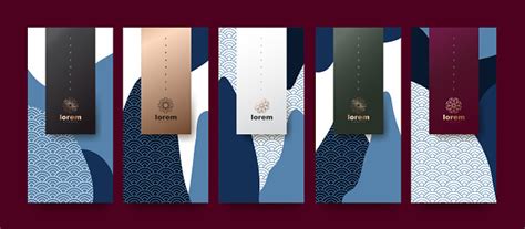 벡터 세트 포장 템플릿 자연 럭셔리 또는 프리미엄 Productslogo 디자인 트렌디 한 선형 Stylevoucher 전단지