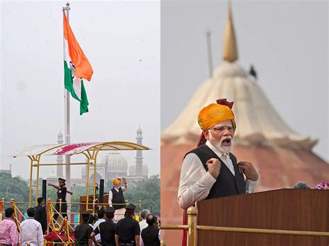 Prime Minister Narendra Modi Hoists National Flag At Red Fort On 77th