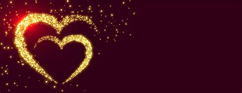 Free Vector Valentines Day Premium Golden Sparkling Hearts Banner Design
