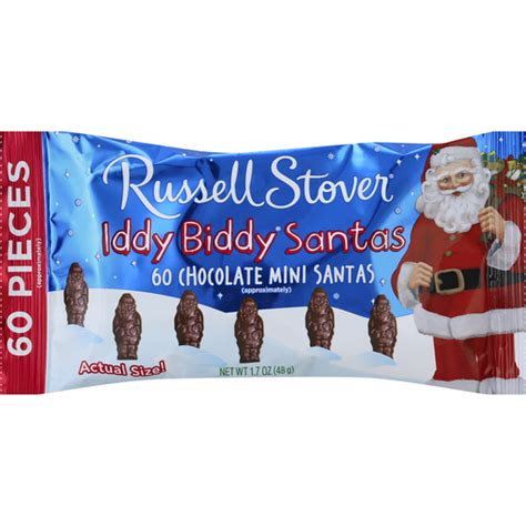 Russell Stover Chocolate Iddy Biddy Santas Mini Packaged Candy