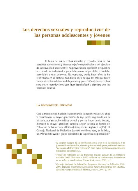 Los Derechos Sexuales Y Reproductivos De Las Personas Adolescentes Y