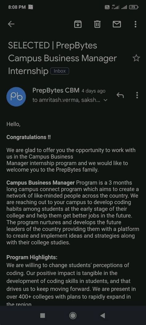 Arya Thorat On Linkedin Prepbytes Campusbuisnessmanager