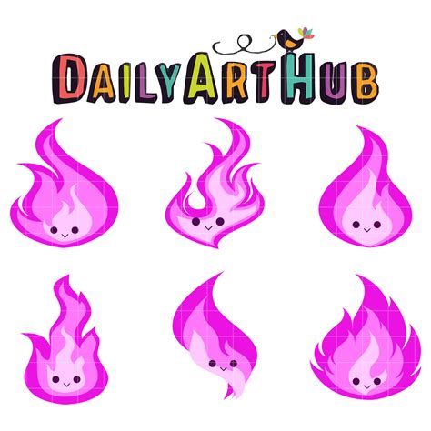 Cute Pink Flames Clip Art Set Daily Art Hub Graphics Alphabets And Svg