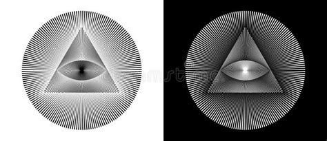 Abstract Background With A Circle Triangle And Eye Radial Lines As Spiritual Symbol Or Tattoo