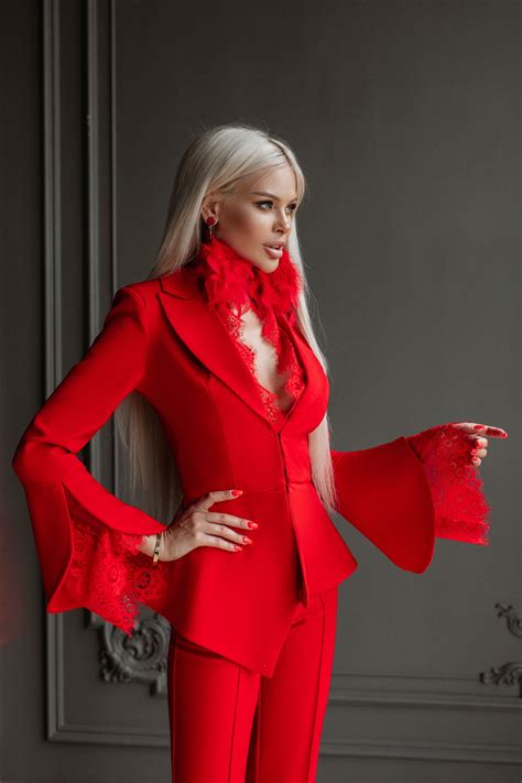 Red Suit Women Lace Suit Red Pant Suit For Women Red Formal Womens