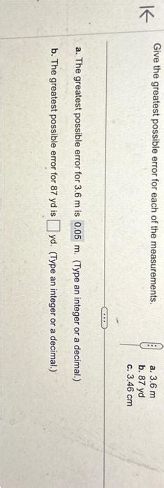 Solved Give The Greatest Possible Error For Each Of The