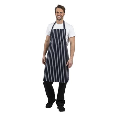 Whites Butchers Apron Navy Stripe A530 Buy Online At Nisbets