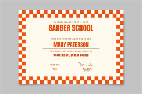 Free Vector Barber Certificate Template Design