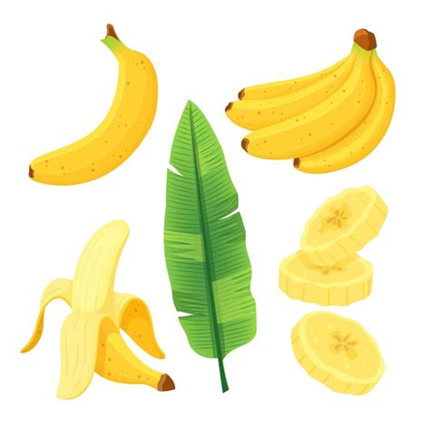 Vetor De Desenho Animado Conjunto De Frutas De Banana Vetor Premium
