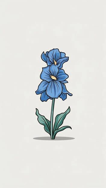 Blue Delphinium Cartoon Isolated On White Background Premium Ai