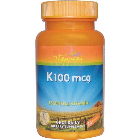Купить Витамин К, Vitamin K, Thompson, 100 мкг, 30 капсул (THO-19935) в ...