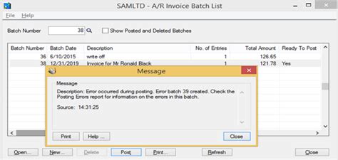 How To Print Error At Batch Level For All Transaction Batches Sage