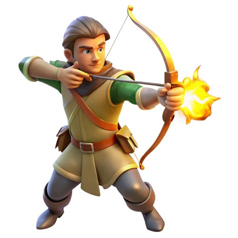 Archer Aiming Flaming Arrow 56223344 Png